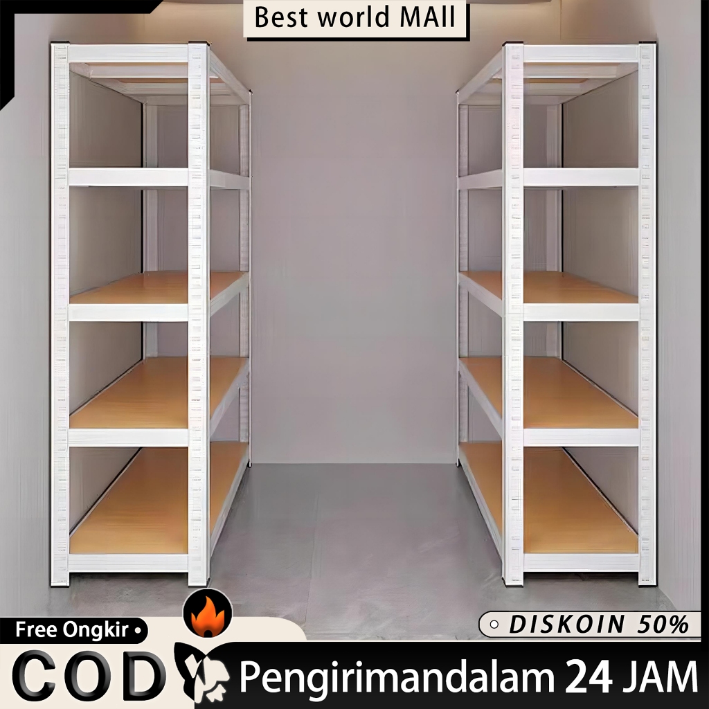 Jual rak siku lubang besi 5 susun Putih Rak Susun rak gudang bekas rak besi gudang | Shopee ...