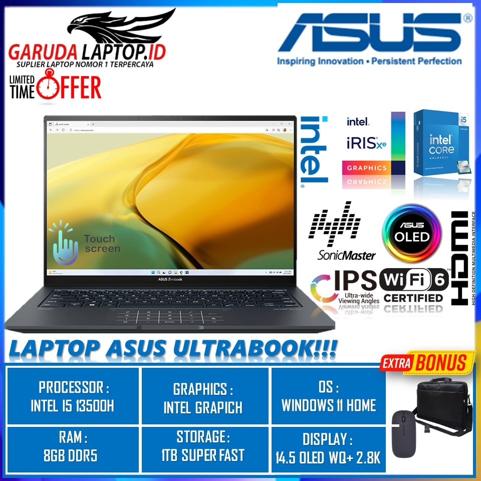 Jual Laptop Asus Zenbook 14X OLED Q410VA intel i5 13500H 8GB DDR5 1TB ...