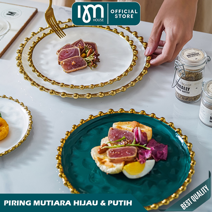 Jual INMINDHOUSE - piring steak list gold mutiara / piring makan list ...