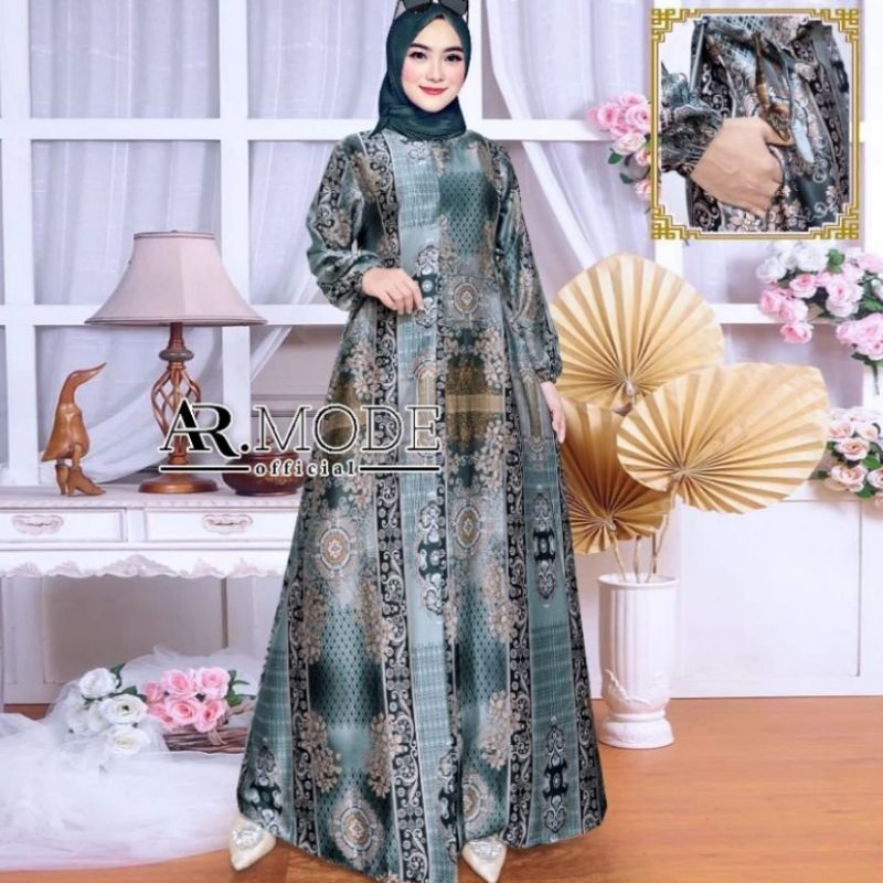Jual Gamis silk premium, gamis motif, motif batik, UK lengkap M,L,XL,4L ...