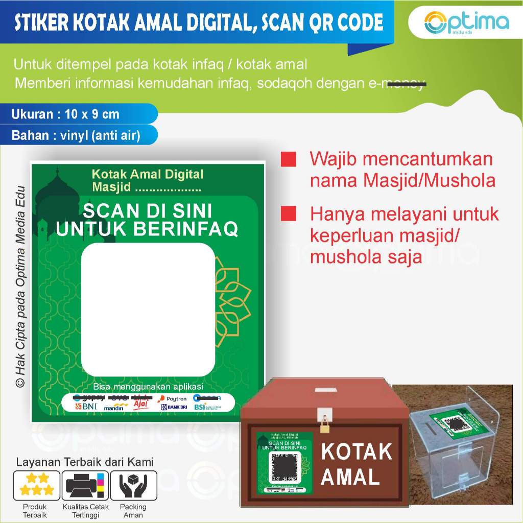 Jual STIKER KOTAK AMAL MASJID DENGAN SCAN QR CODE | Shopee Indonesia