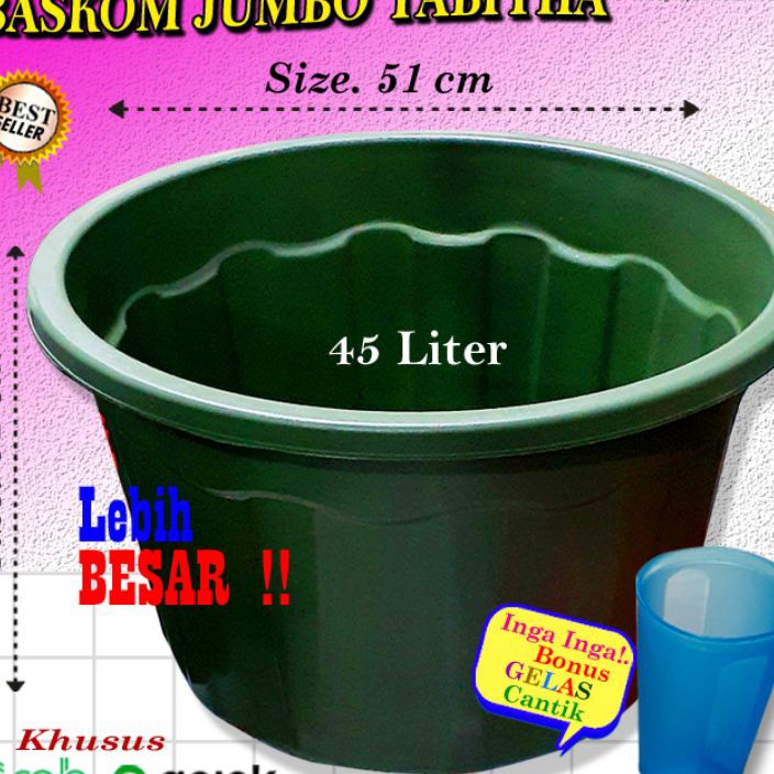 Jual STOK SIAP COD Baskom Plastik Jumbo Ember Cuci Baju 45 Liter Bak ...