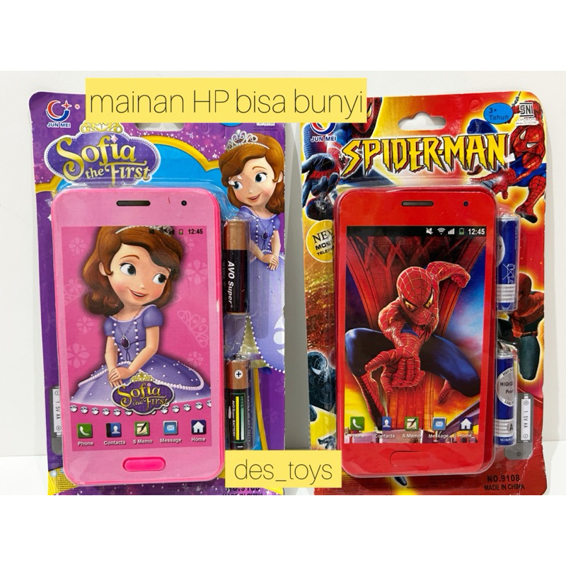 Jual MAINAN ANAK HANDPHONE HP KARAKTER SPIDERMAN SOFIA BISA BUNYI ...