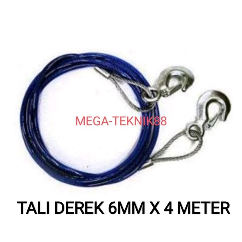 Jual TALI / KABEL SLING DEREK MOBIL LENGKAP HOOK 6MM X 4M | Shopee ...