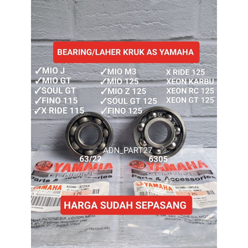 Jual bearing/laher kruk as 6305+6322 Mio j/Mio m3/x ride/Fino fi/Xeon/soul GT/Mio 125 | Shopee ...