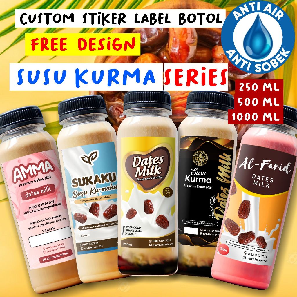 Jual Stiker Label Susu Kurma Botol Dates Milk Stiker Minuman kambing ...