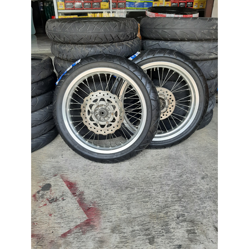Jual Roda Ori D-Tracker Silver Ring 17 Wheelset Supermoto KLX Original ...