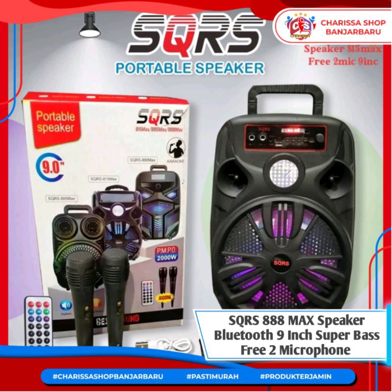Jual SQRS 815 MAX Speaker Bluetooth 9 Inch Super Bass Free 2 Microphone / Speaker Karaoke ...
