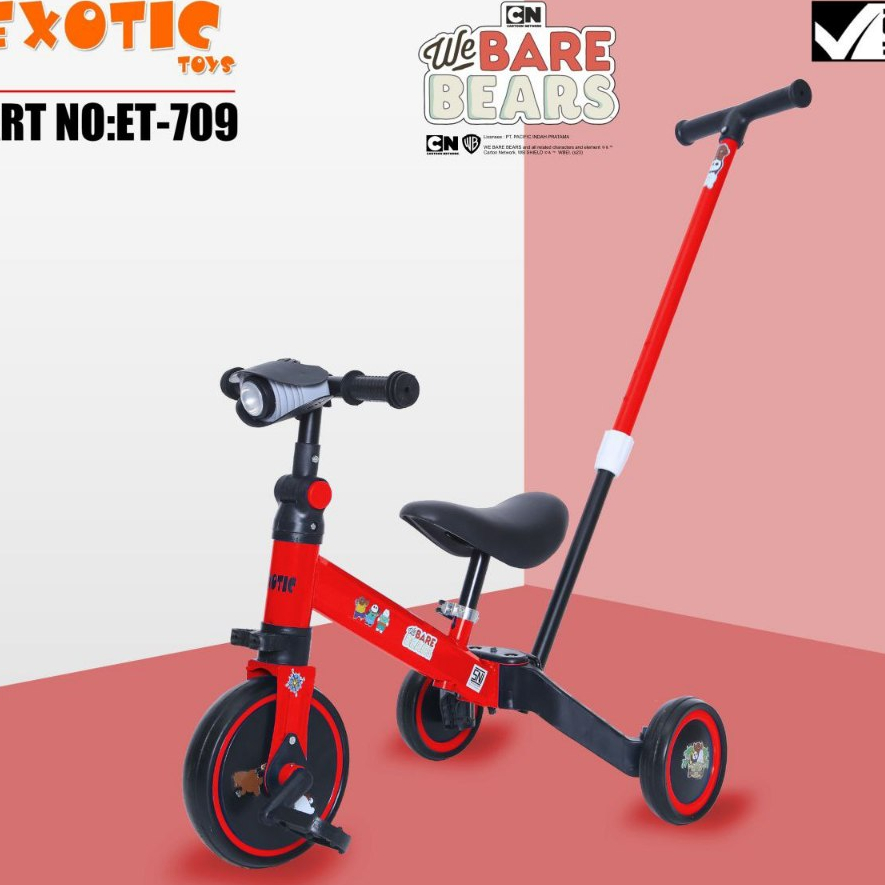 Jual Sepeda anak roda tiga balance bike exotic ET 709 bare bears warna baru | Shopee Indonesia