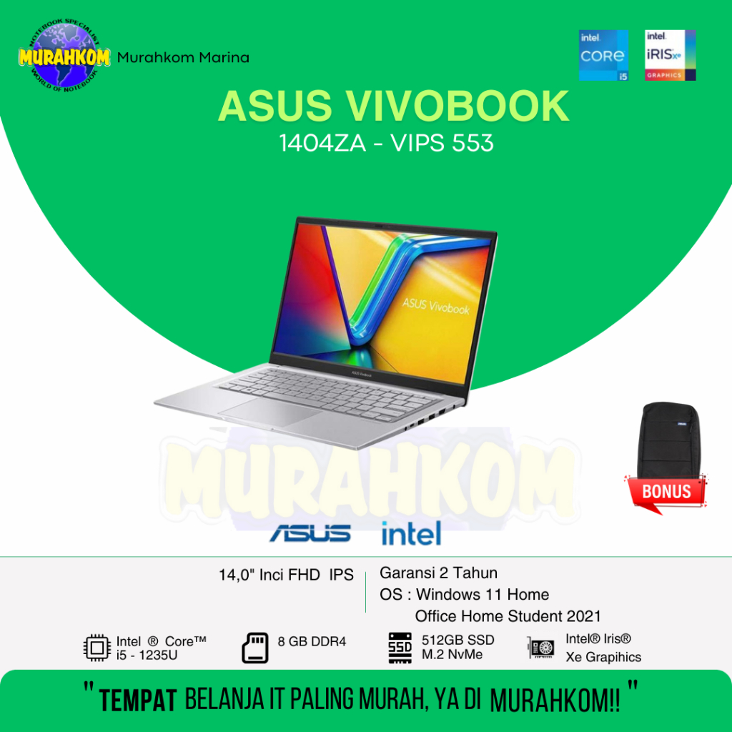 Jual ASUS A1404ZA -VIPS 553 I5-1235U RAM 8GB SSD 512 WINDOWS 11 ...