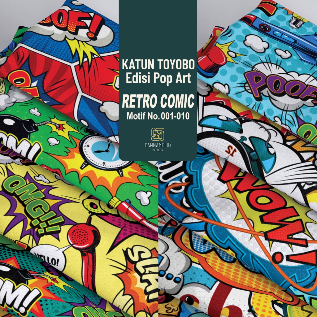 Jual Kain Toyobo Motif KOMIK RETRO Pop Art | Lebar 145cm | COMIC 1-10 ...