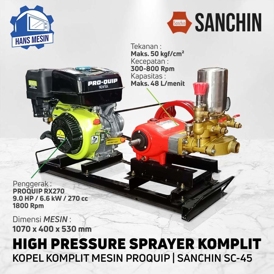 Jual High Pressure Power Sprayer Sanchin SCN45 Komplit Mesin Proquip ...