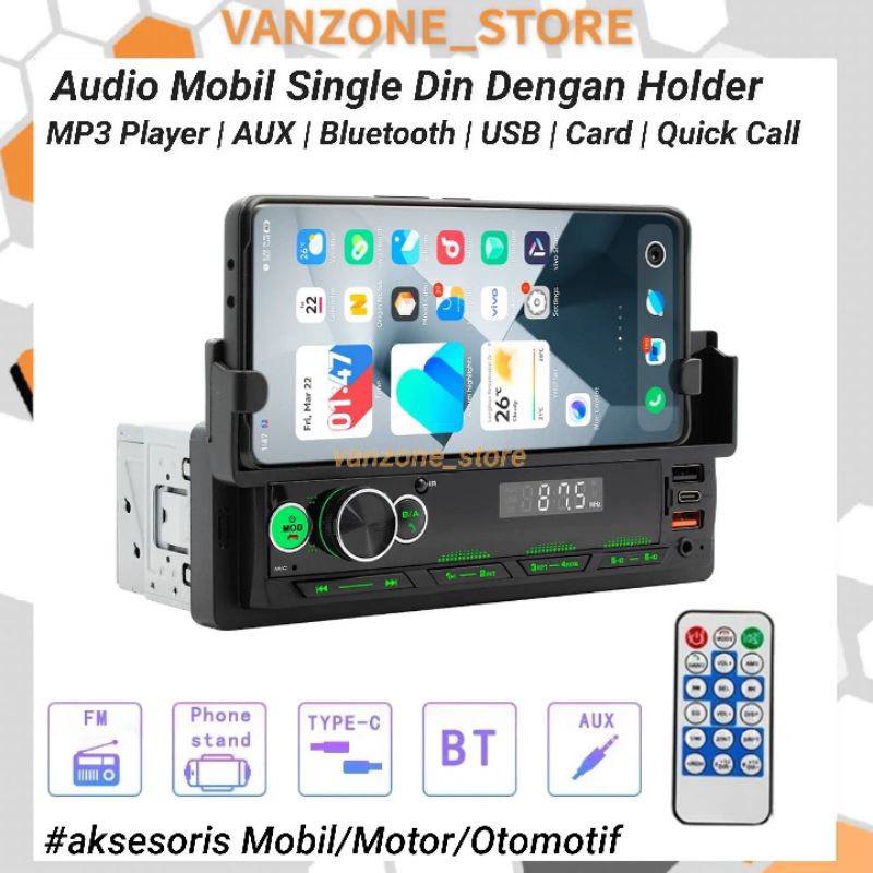 Jual Tape MP3 Mobil Audio Single Din MP3 Player Bluetooth USB ISO ...