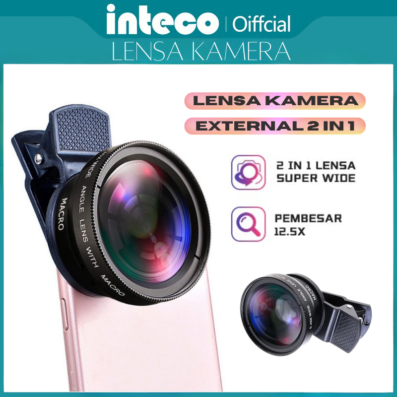 Jual Lensa Kamera Eksternal 2In1 Lensa Super Wide Angle Lens+Macro ...