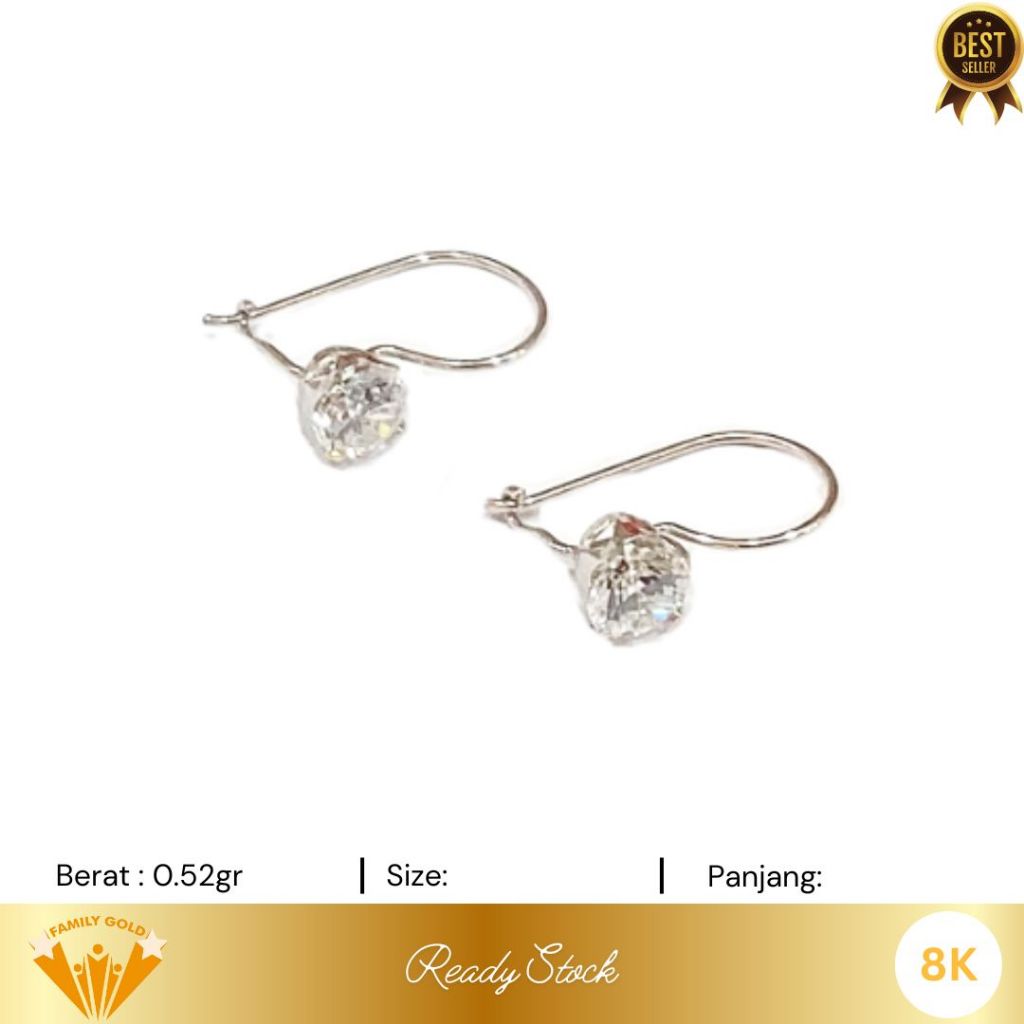 Jual Anting Emas White Gold Kadar 8K Model Desy Putih Family Gold ...