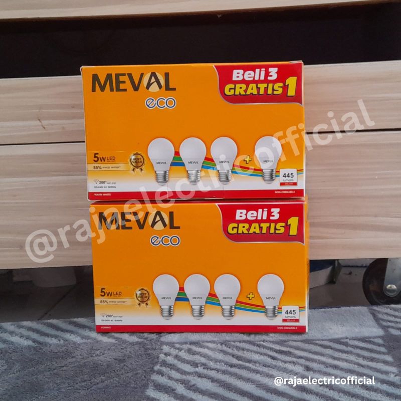 Jual MEVAL LAMPU LED ECO 5 Watt PAKET BELI 3 GRATIS 1 (KUNING WW ...
