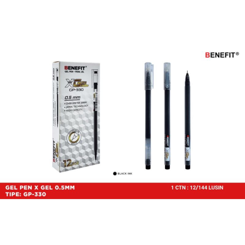 Jual Pulpen Gel Benefit Gp-330 X Gel 0.5mm ( 1pak/12pcs ) | Shopee ...