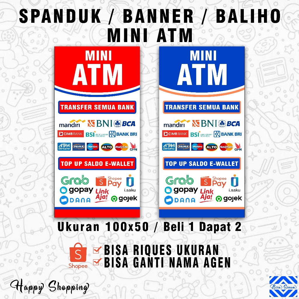Jual Banner Spanduk MINI ATM UKURAN 100X50CM BELI 1 DAPAT 2 MURAHHHH ...
