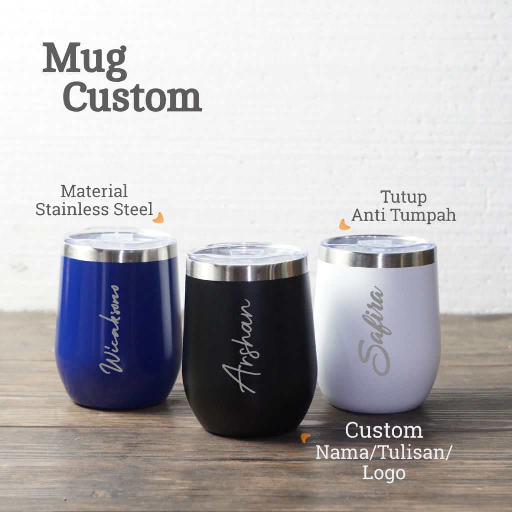 Jual Mug Telur Stainless Tumbler Custom Cetak Grafir Nama Tulisan Logo ...