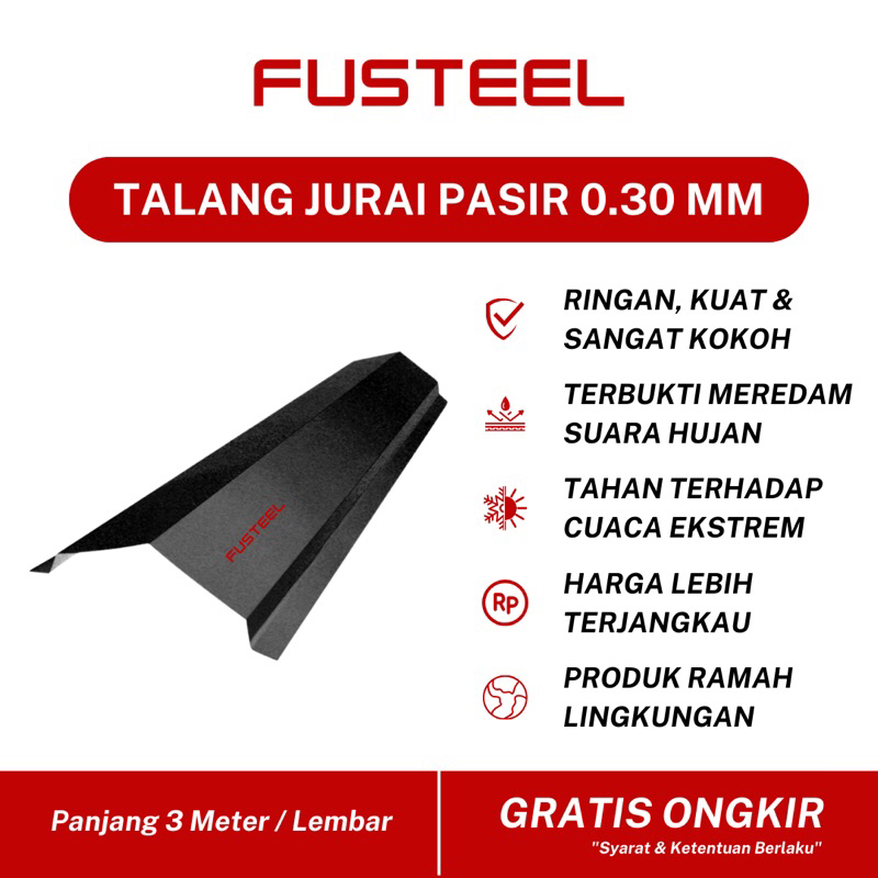 Jual FUSTEEL Talang Jurai Pasir Galvalum Nok Spandek Panjang 3 Meter ...
