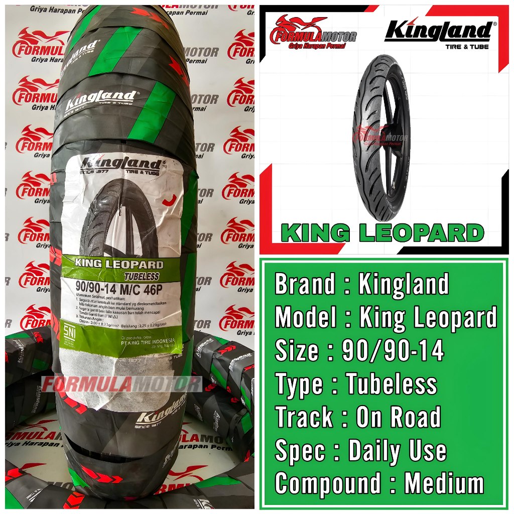 Jual 90/90-14 Kingland King Leopard Ring 14 Tubeless - Ban Belakang Beat, Vario, Spacy, Scoopy ...