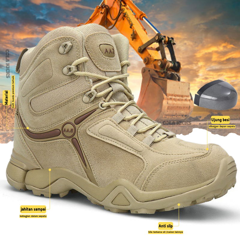 Jual Sepatu Safety Pria Delta Tactical Boots Pria 5AA Septi Ujung Besi ...