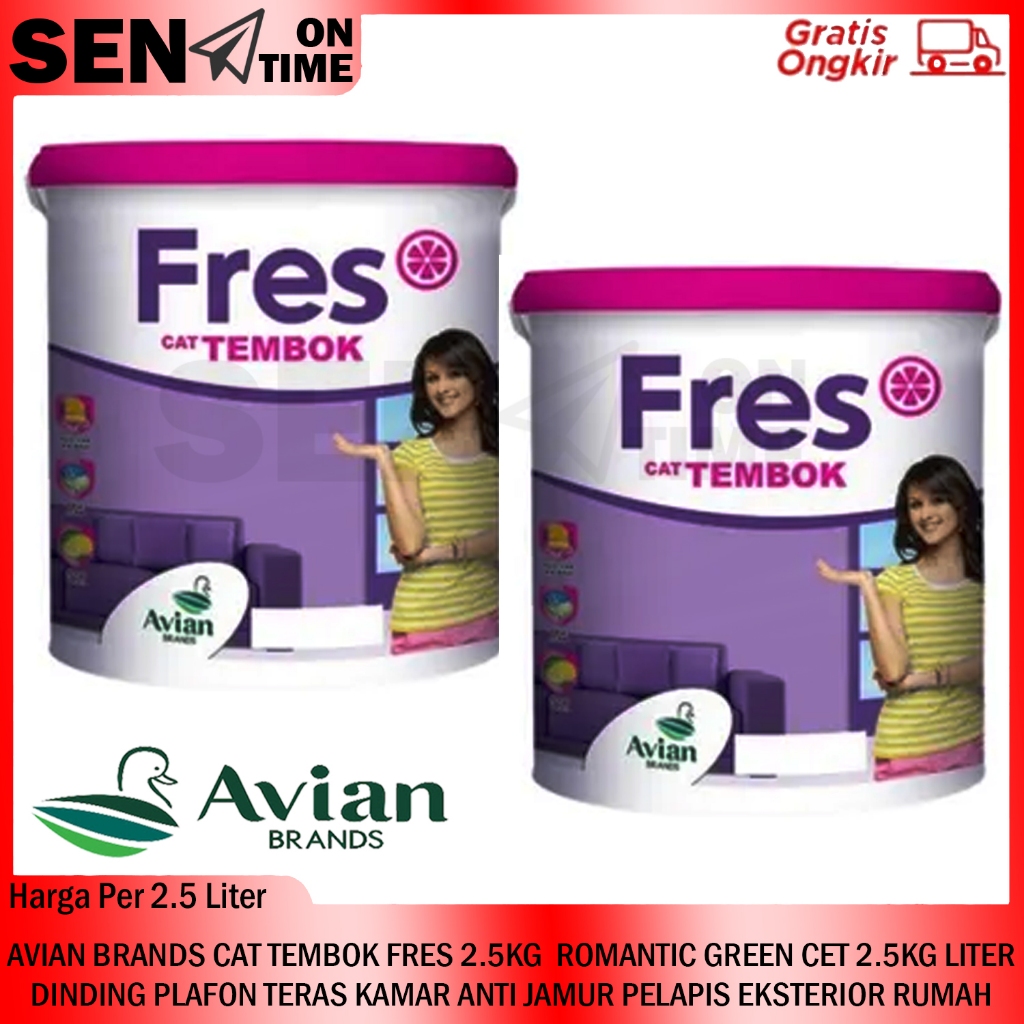 Jual CAT TEMBOK MERK AVIAN BRANDS FRES 2.5KG ROMANTIC GREEN CET 2.5 ...