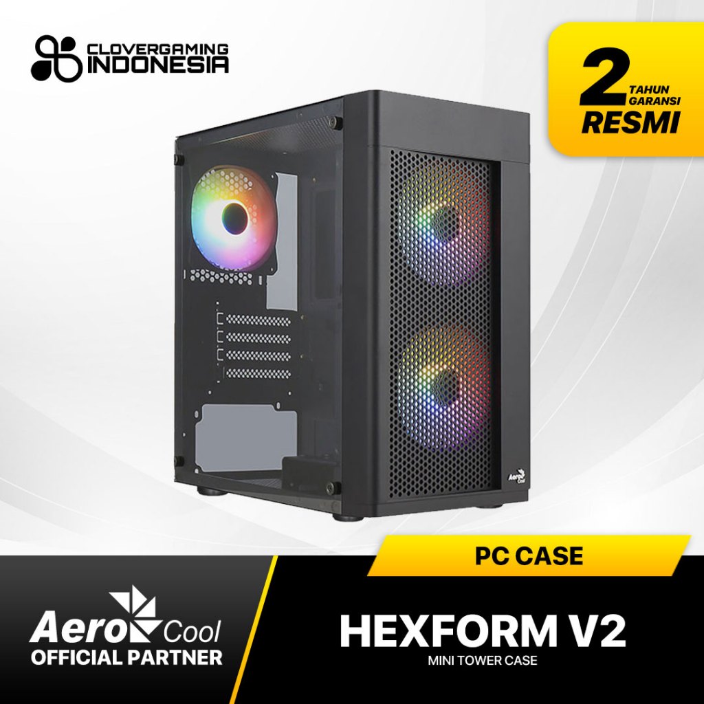 Jual Aerocool Hexform V2 FRGB mATX Mini Tower Case Computer Tempered Glass with 3 Fan | Shopee ...