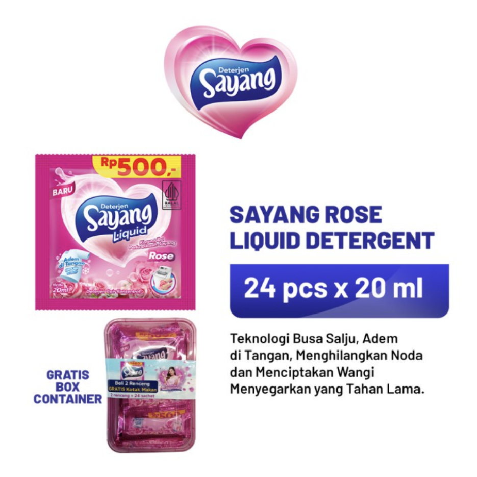Jual Sayang Rose Liquid Detergent - 24x 20ml (BONUS Kotak) | Shopee ...