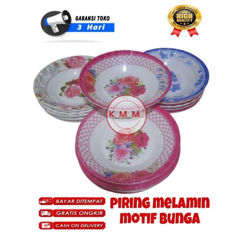 Jual Piring Melamin 8 Inch - Piring Motif Bunga - Piring Makan - Piring ...