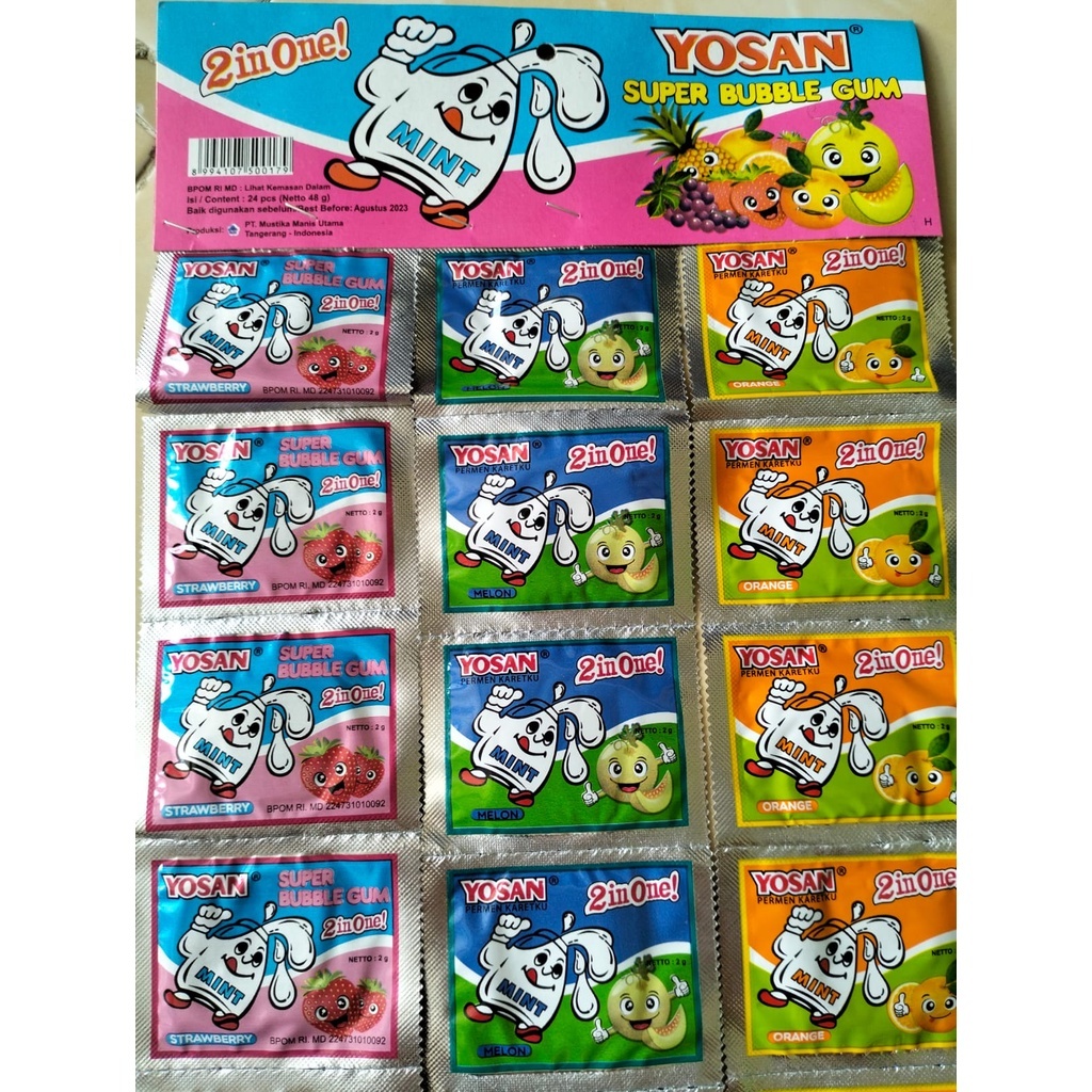 Jual YOSAN Permen Karet Yosan 2IN1 - Permen karet Jadul - Isi 24 pcs ...