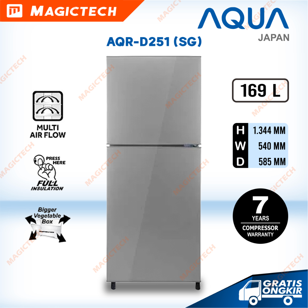Jual KULKAS AQUA 2 PINTU AQR-D251 (SG) 169L - SILVER | Shopee Indonesia