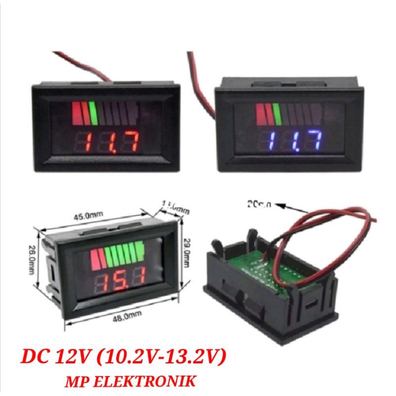 Jual DUAL DISPLAY VOLTMETER DIGITAL PLUS INDIKATOR BATREY 12V (10.2V-13.2V) | Shopee Indonesia