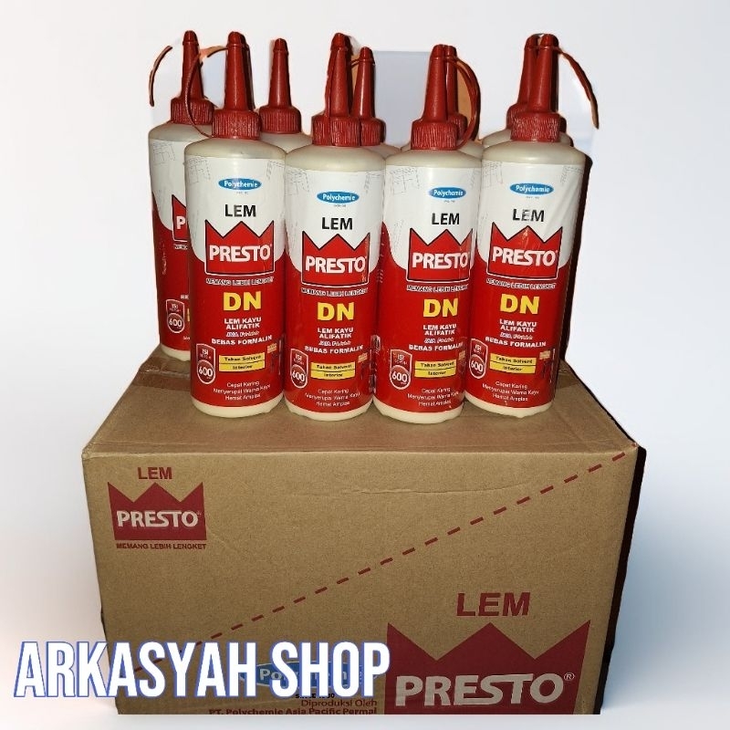 Jual LEM PRESTO ALIFATIK DN 600 GRAM 9 BOTOL(LEM KAYU LEM SUPER LENGKET ...