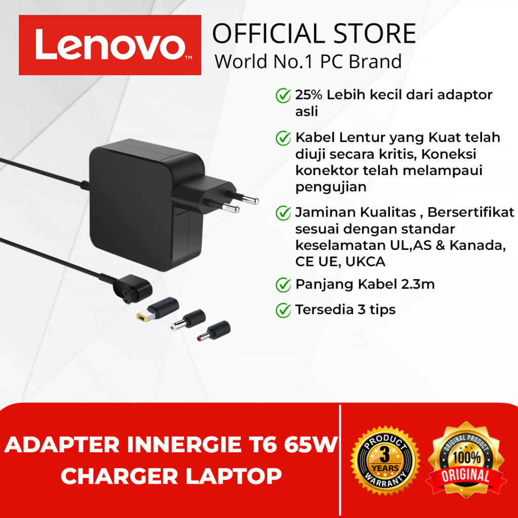 Jual ADAPTER INNERGIE T6 65W CHARGER LAPTOP ADAPTER LAPTOP FOR LENOVO ...