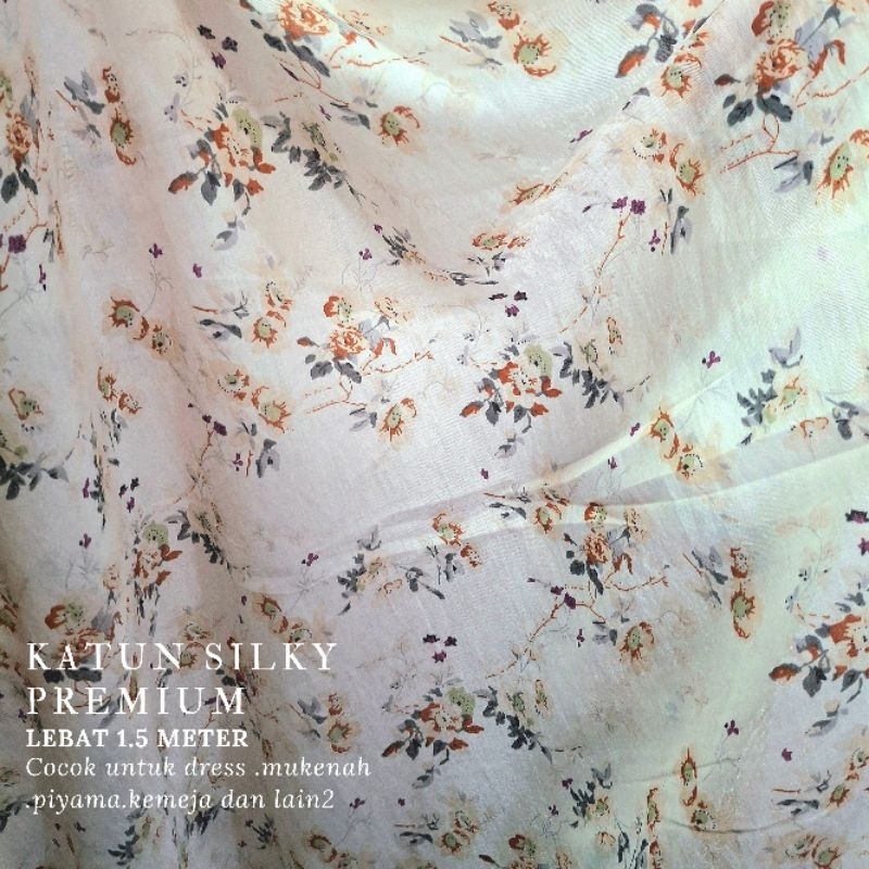 Jual kain katun motif bunga kecil / bahan kain katun silky premium ...