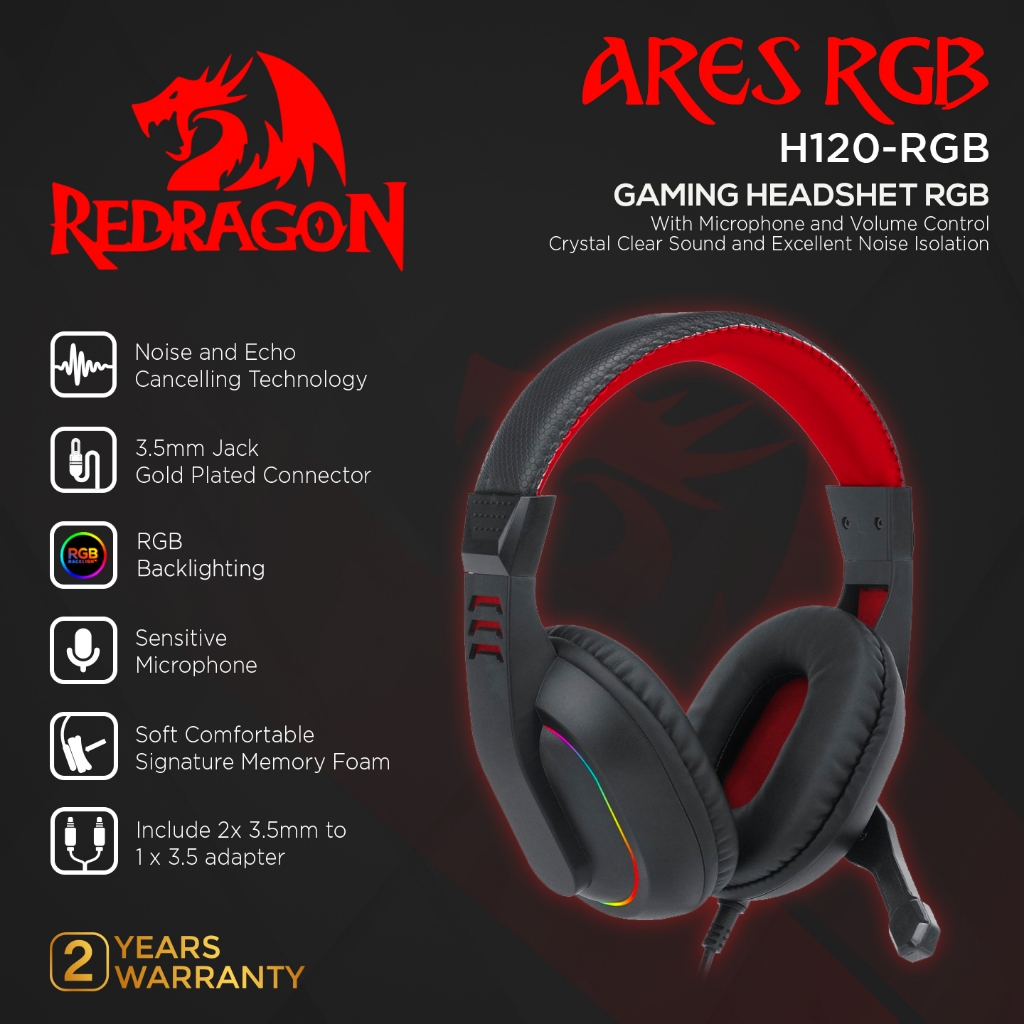 Jual REDRAGON GAMING HEADSET RGB ARES - H120-RGB | Shopee Indonesia