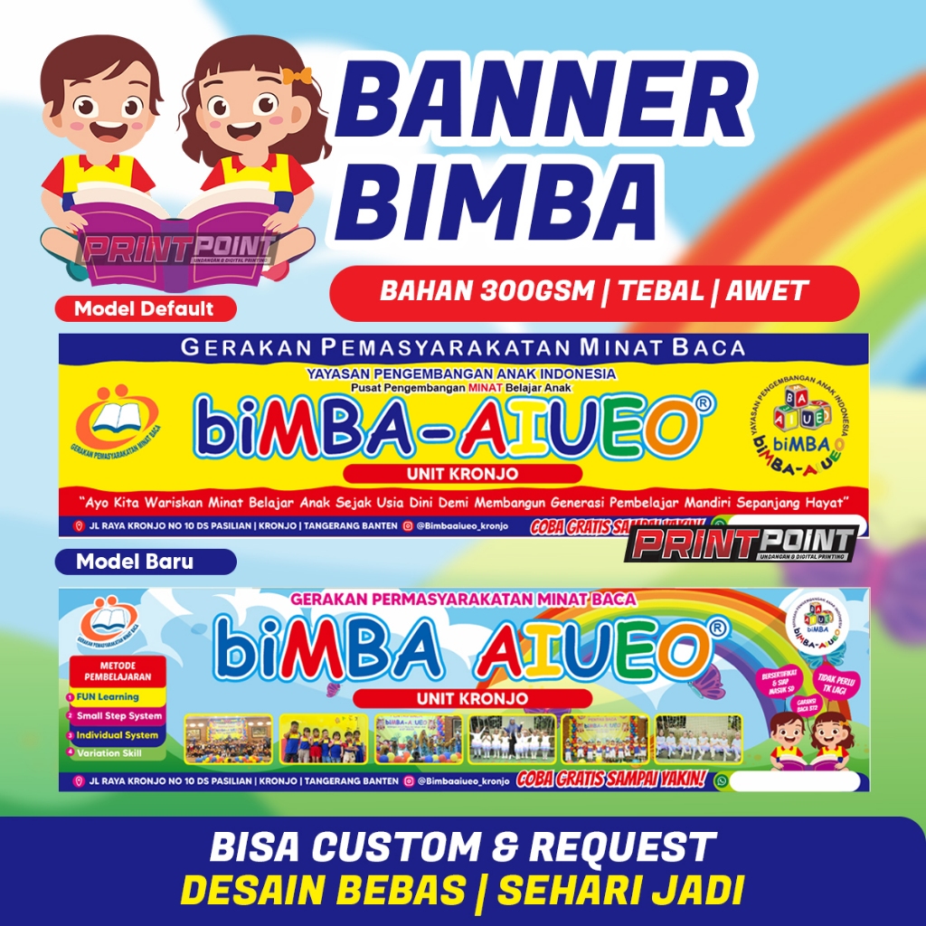Jual BANNER SPANDUK BIMBA AIUEO TEBAL AWET BERKUALITAS 300GSM | Shopee ...