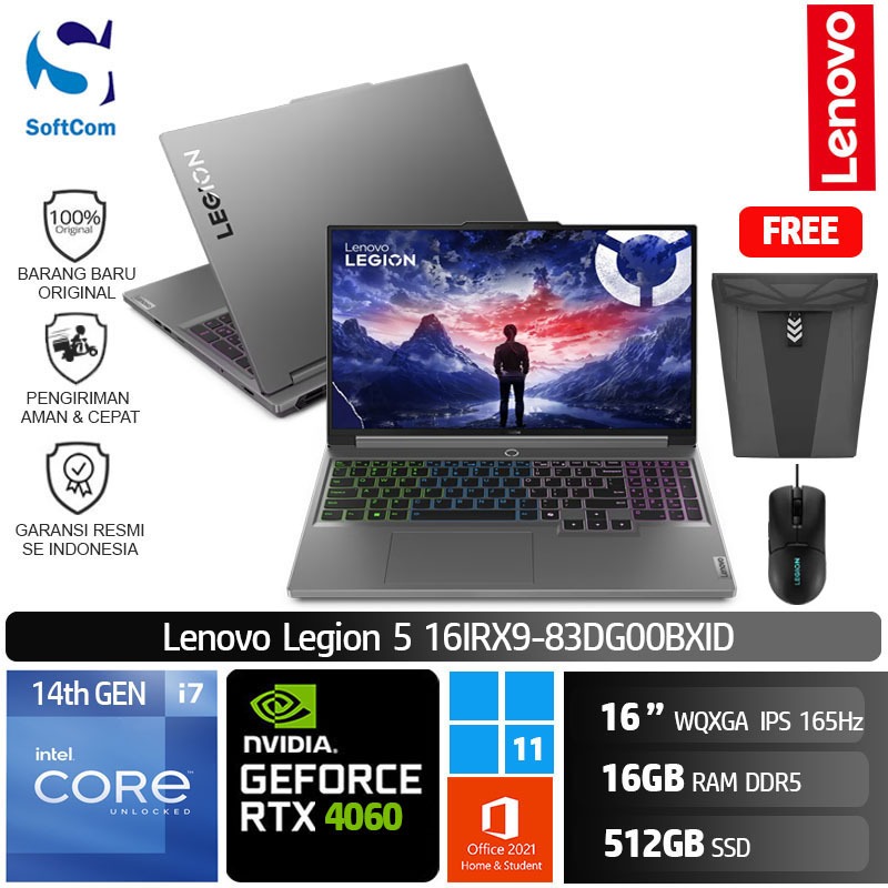 Jual Lenovo Legion 5 BXID i7 14650HX/16GB/512GB SSD/RTX4060 8GB/16 ...