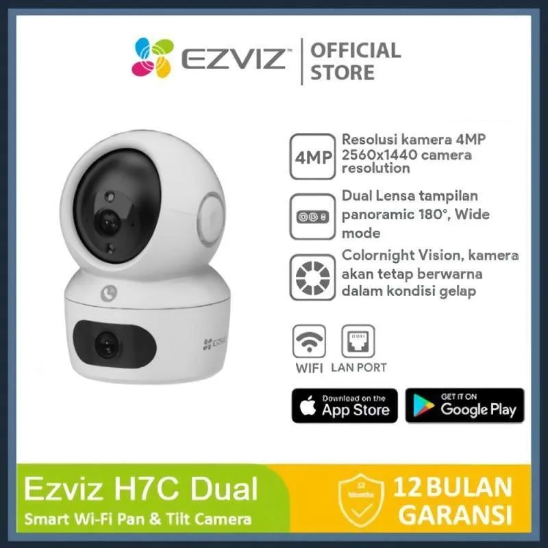 Jual Kamera EZVIZ H7C 2K 4MP Dual Lensa Wi-Fi Smart IP Cam Pan Tilt ...