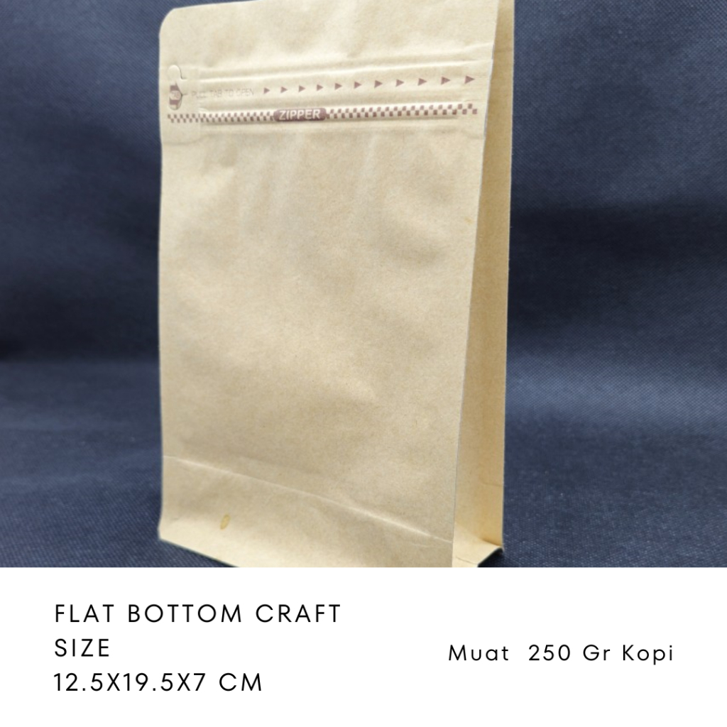 Jual (10 pcs) Coffee Bag Kraft Paper Kemasan Biji Bubuk Kopi Flat ...