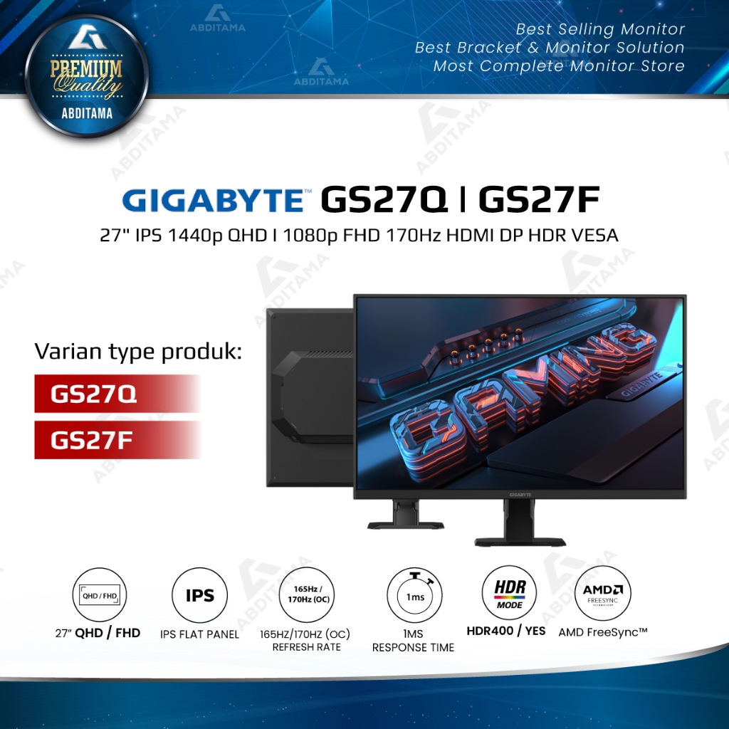 Jual Monitor LED Gaming Gigabyte 27" IPS GS27F FHD 1080p 170Hz | GS27Q ...
