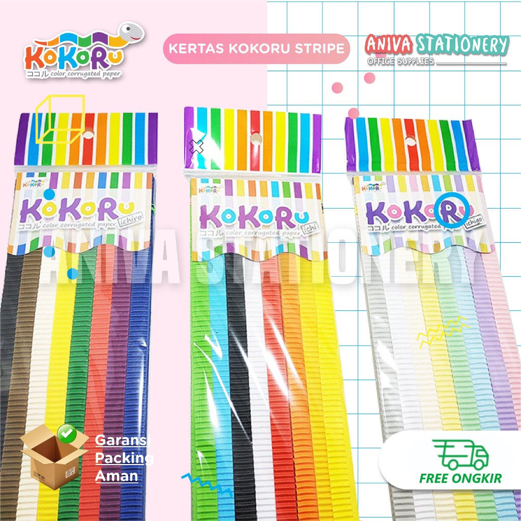 Jual KOKORU KERTAS STRIPE BERGELOMBANG ICHI ICHIGO ICHIRO CORRUGATED ...