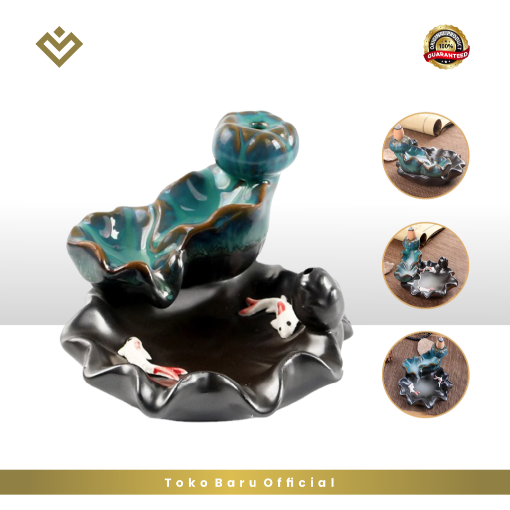 Jual Tempat Pembakaran Dupa Backflow Ornamen Motif Ikan Koi keramik Air ...