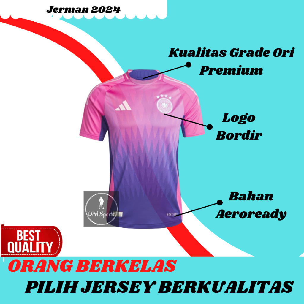 Jual Jersey Jerman Away Piala Eropa 2024 Baju Sepak Bola Grade Ori Pria ...
