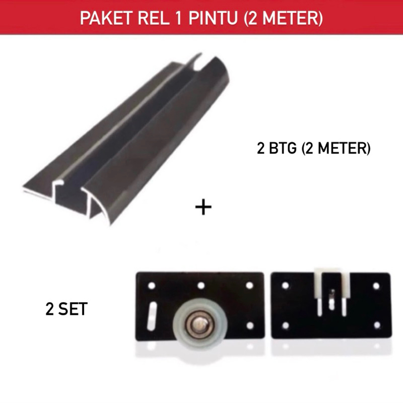 Jual (1 Pintu+2 Meter) Paket 2 Rel Lemari Sliding Timbul 380 Lenaga 2 Meter + 2 Set Roda SD 380 ...