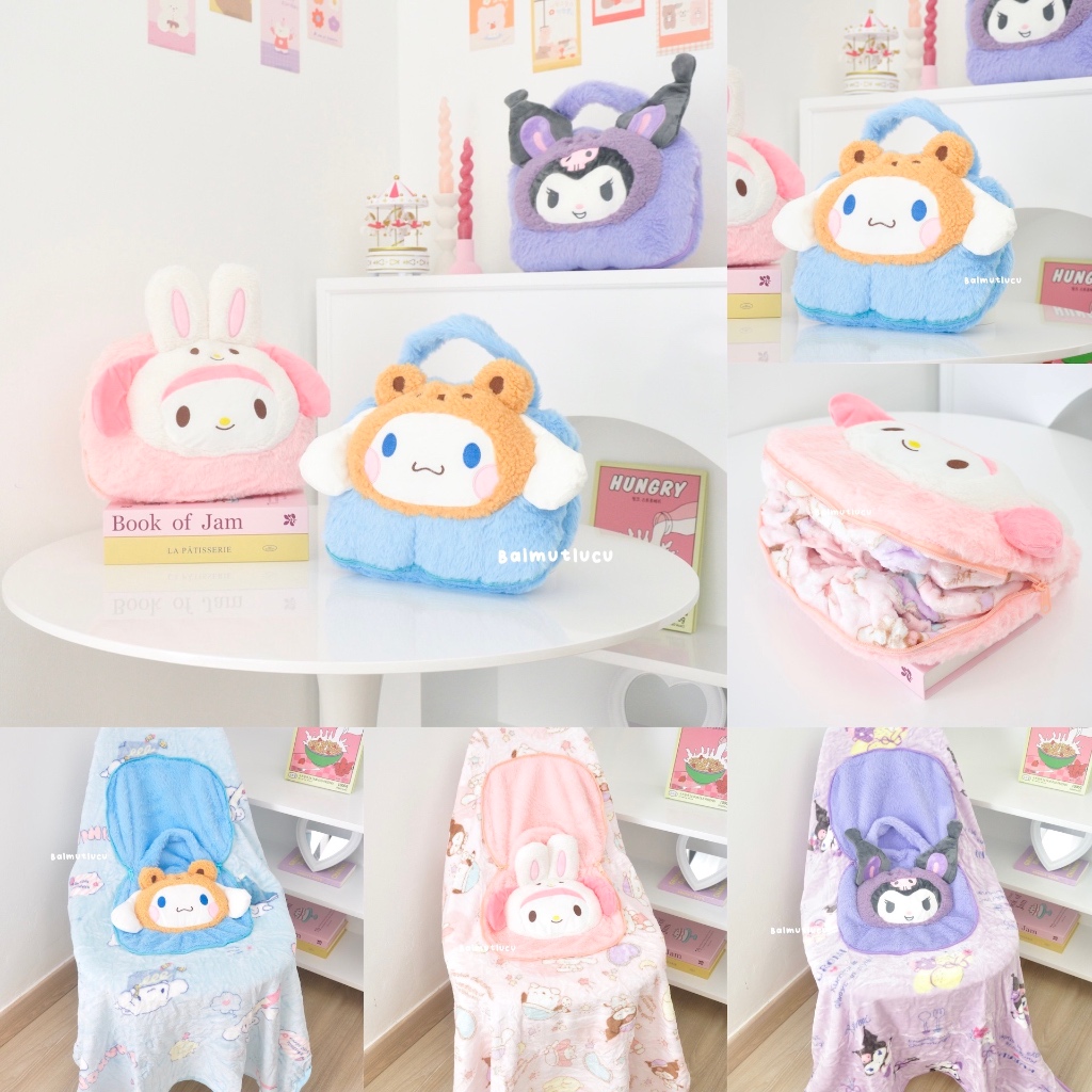 Jual BALMUTLUCU | Bantal Selimut Balmut Sanrio Bentuk Tas Cinnamoroll My Melody Kuromi | Shopee ...
