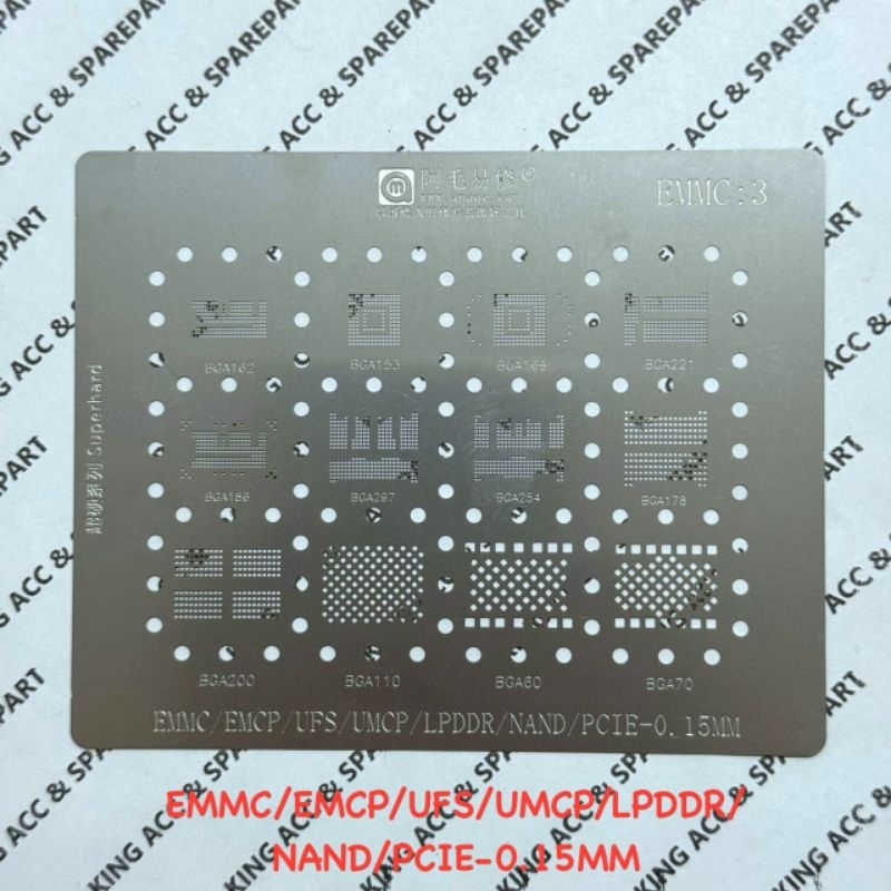 Jual CETAKAN IC AMAOE EMMC 3 EMMC / EMCP / UFS / UMCP / LPDDR / NAND / PCIE 0.15MM ORIGINAL ...