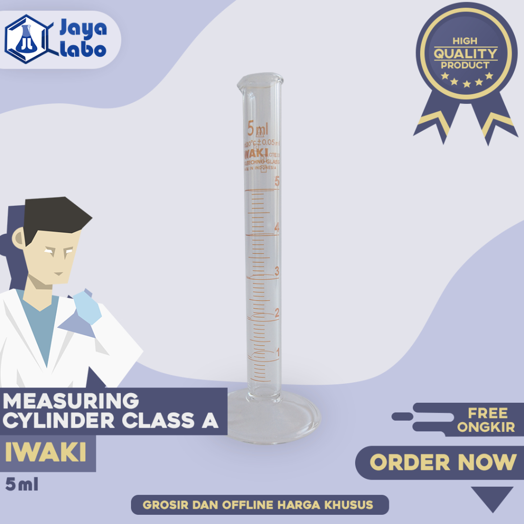 Jual IWAKI MEASURING CYLINDER CLASS A Cap. 5 ml / GELAS UKUR IWAKI 5 ml | Shopee Indonesia