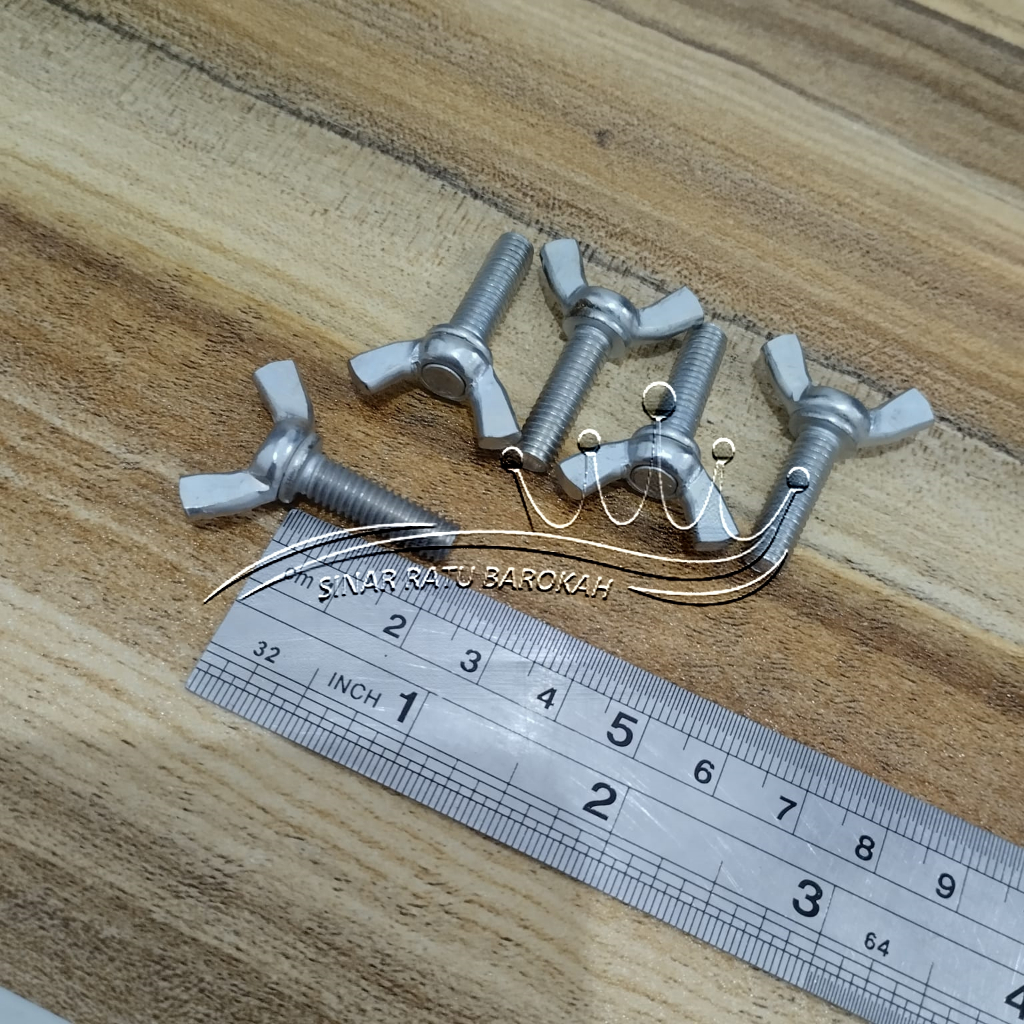 Jual Baut Kuping Kupu Kupu Wing Bolt M6x20 M6 x 20 Baud 10 Panjang 2cm ...